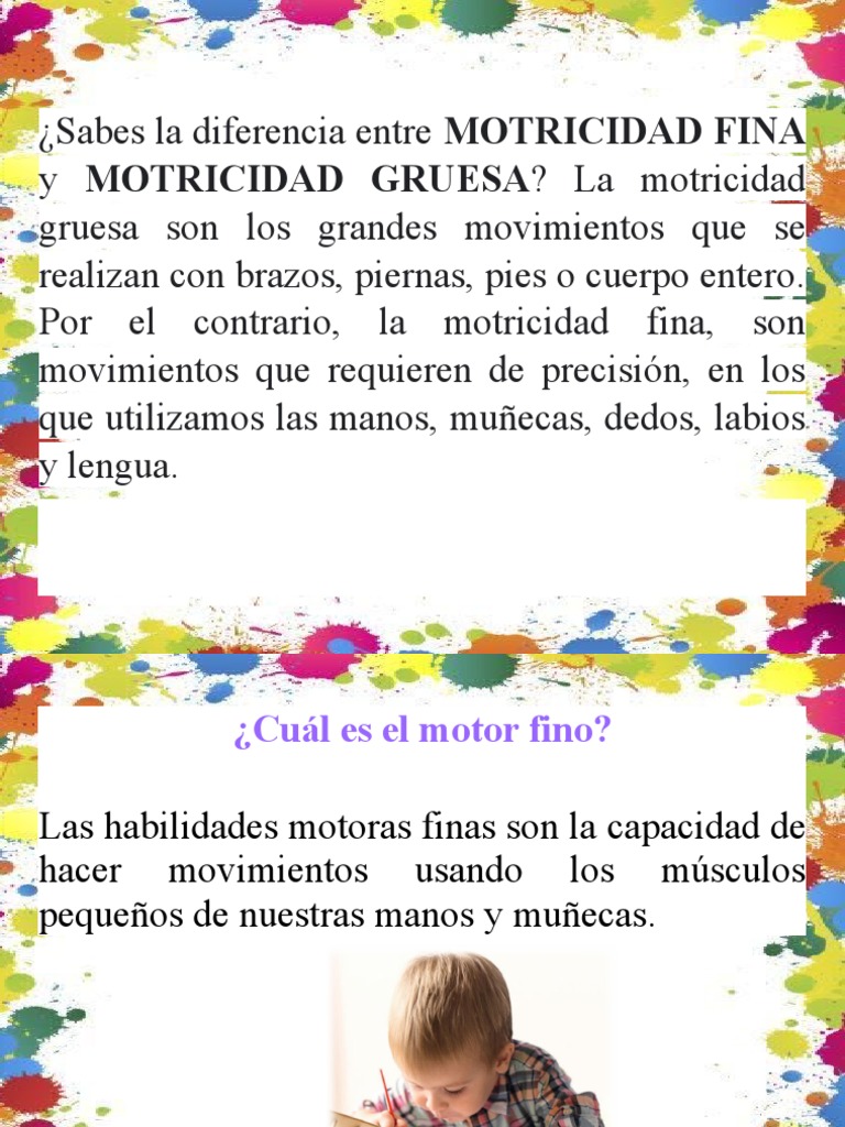 Diferencias entre motricidad fina y gruesa | PDF