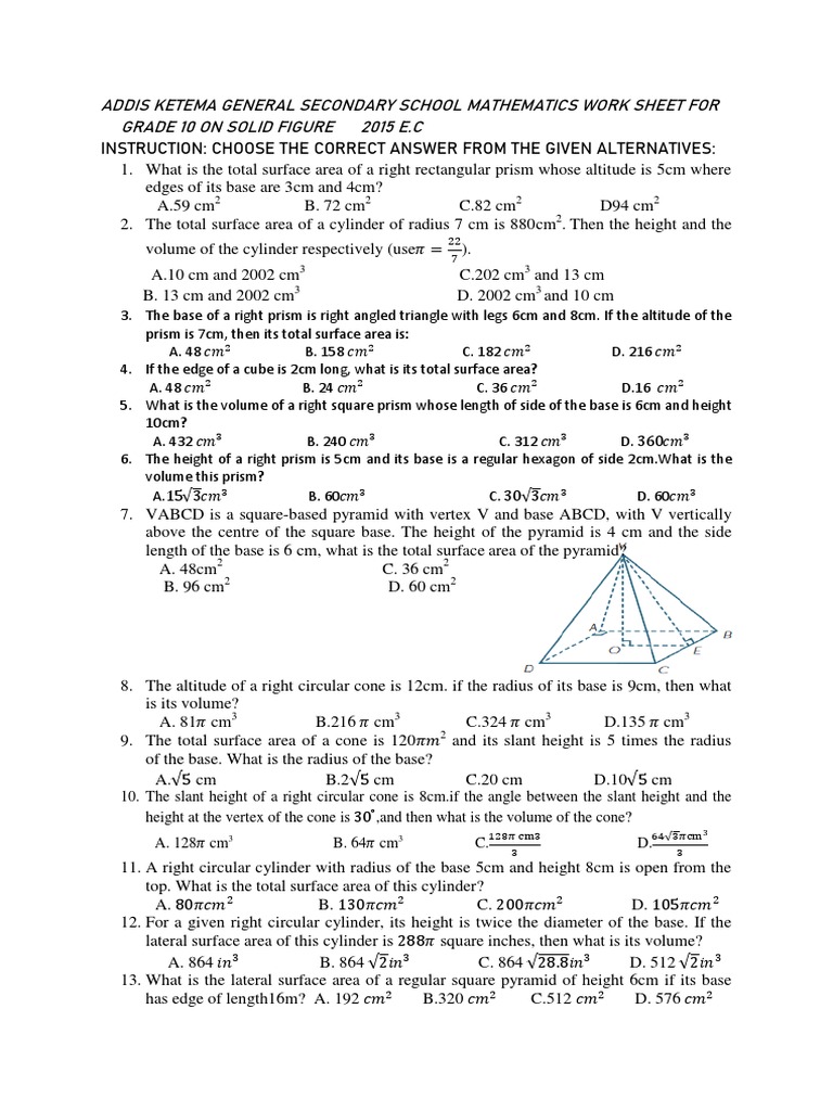 Maths Grade 10 Worksheet Six | PDF