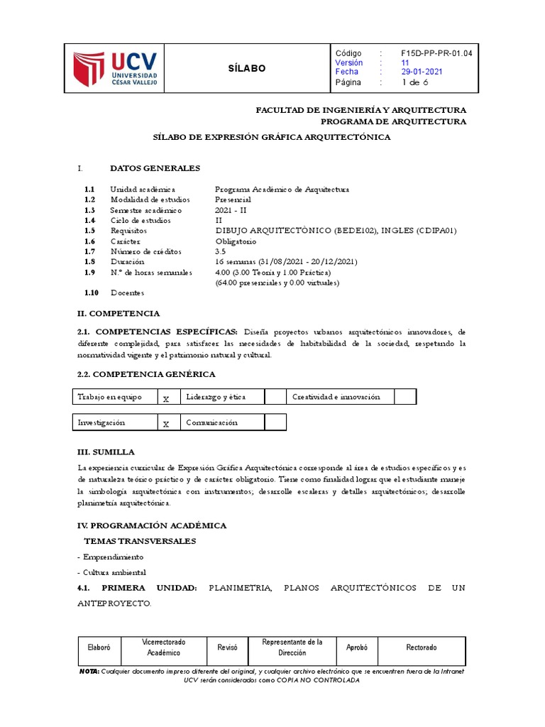Silabo Expresion Grafica Arquitectonica | PDF