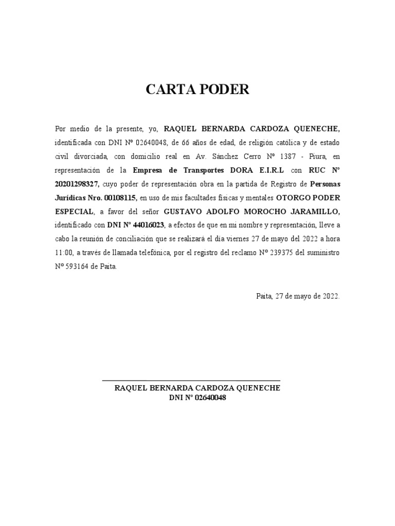 Carta Poder - Modelo | PDF