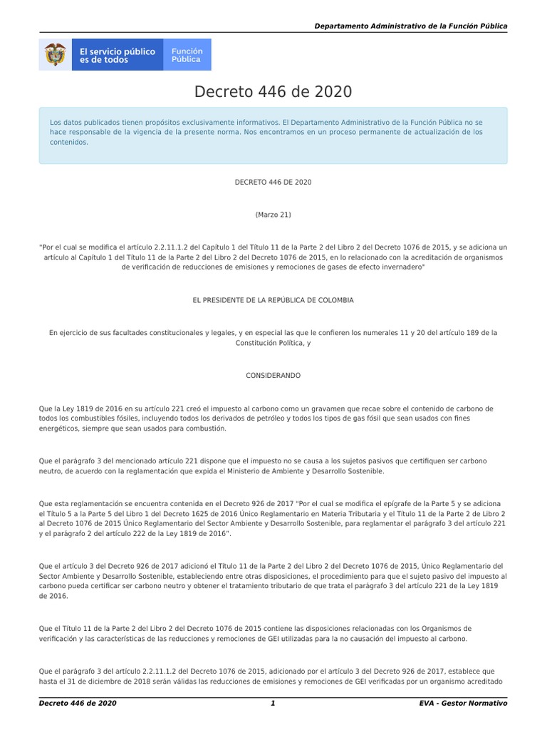 Modificación al Decreto 1076 de 2015 | PDF