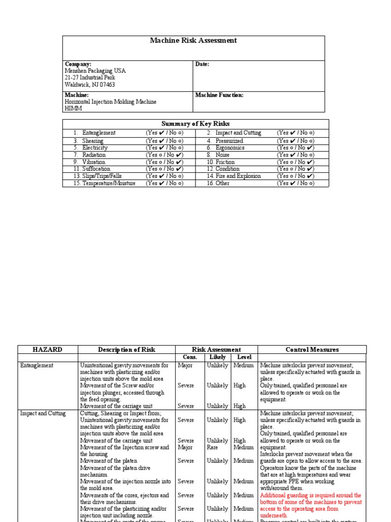 M05 F05 Machine Risk Assessment HIMM | PDF