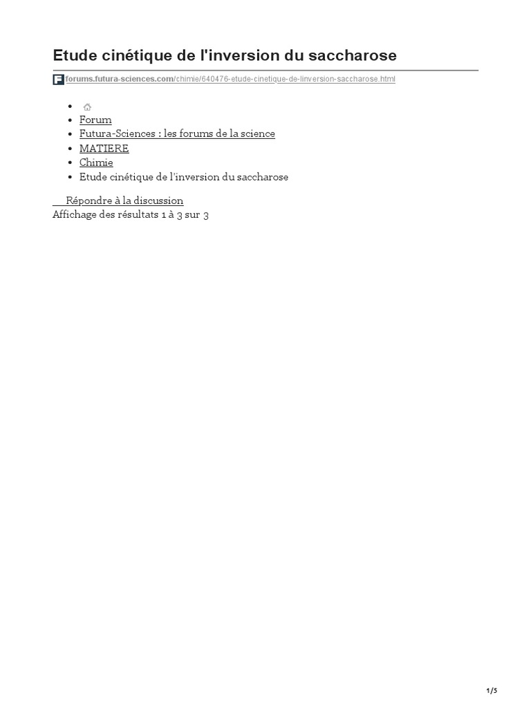 Etude Cinétique de Linversion Du Saccharose | PDF