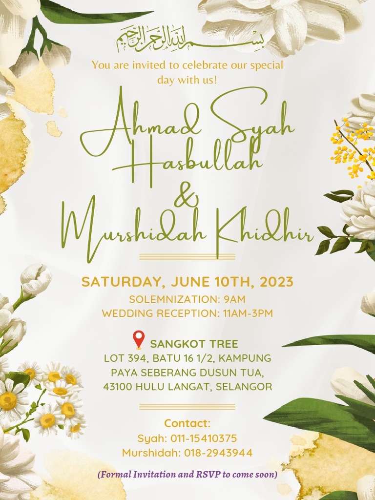 Wedding of Ahmad Syah Hasbullah and Murshidah Khidhir (English) (1) | PDF