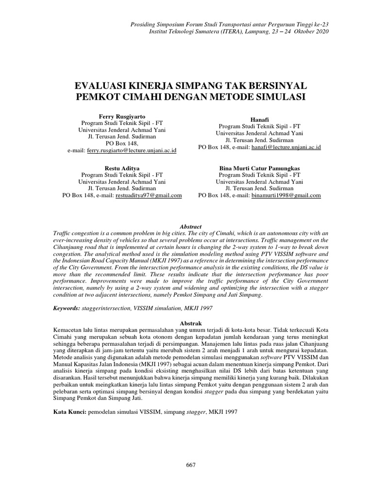 Evaluasi Kinerja Simpang TAK Bersinyal Pemkot Cimahi Dengan Metode ...
