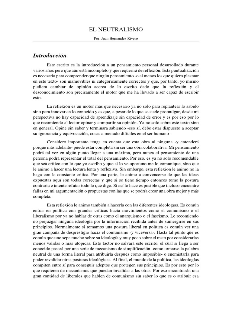 El Neutralismo Anujbost PDF | PDF | Democracia | Ideologías políticas