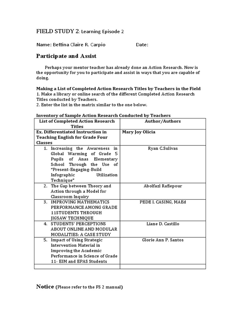 FS 2 Learning Episodes 2 The Embedding Research For Reflective Teaching | PDF | Teachers ...