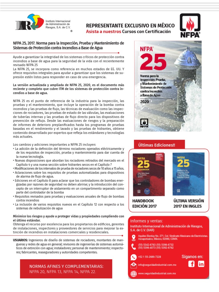 Norma NFPA 25: Inspección y Mantenimiento | PDF