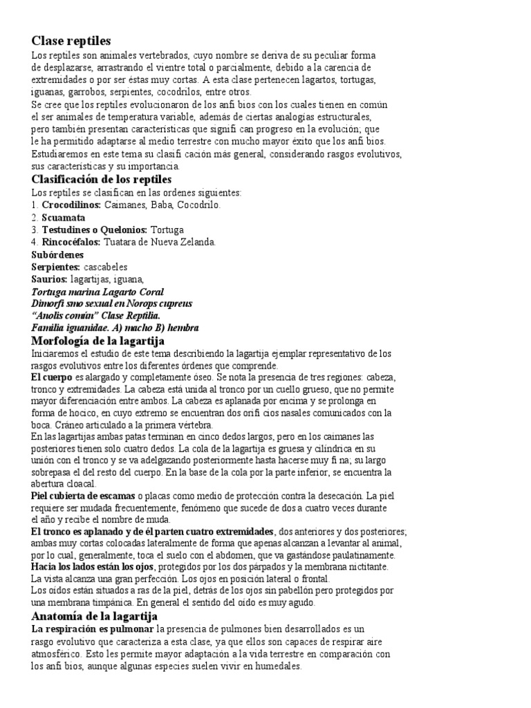 Características y clasificación de reptiles | PDF | Reptil | Corazón