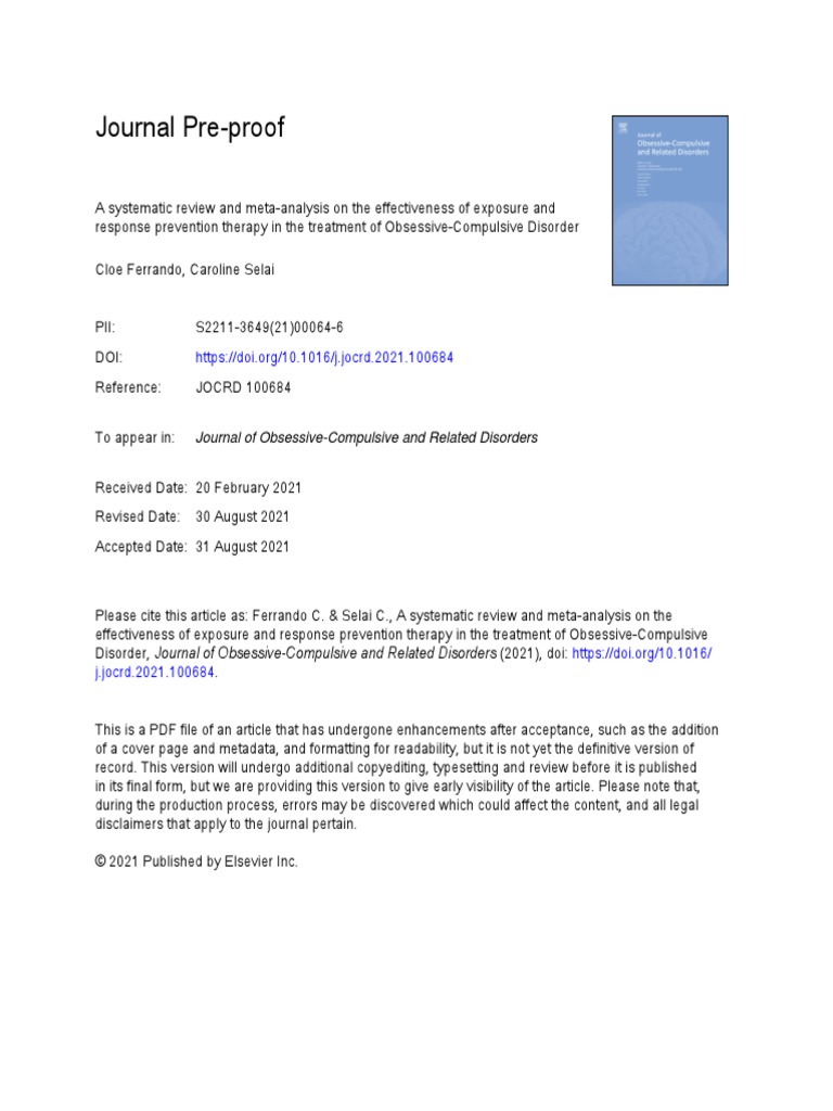 Journal Pre-Proof: Journal of Obsessive-Compulsive and Related ...