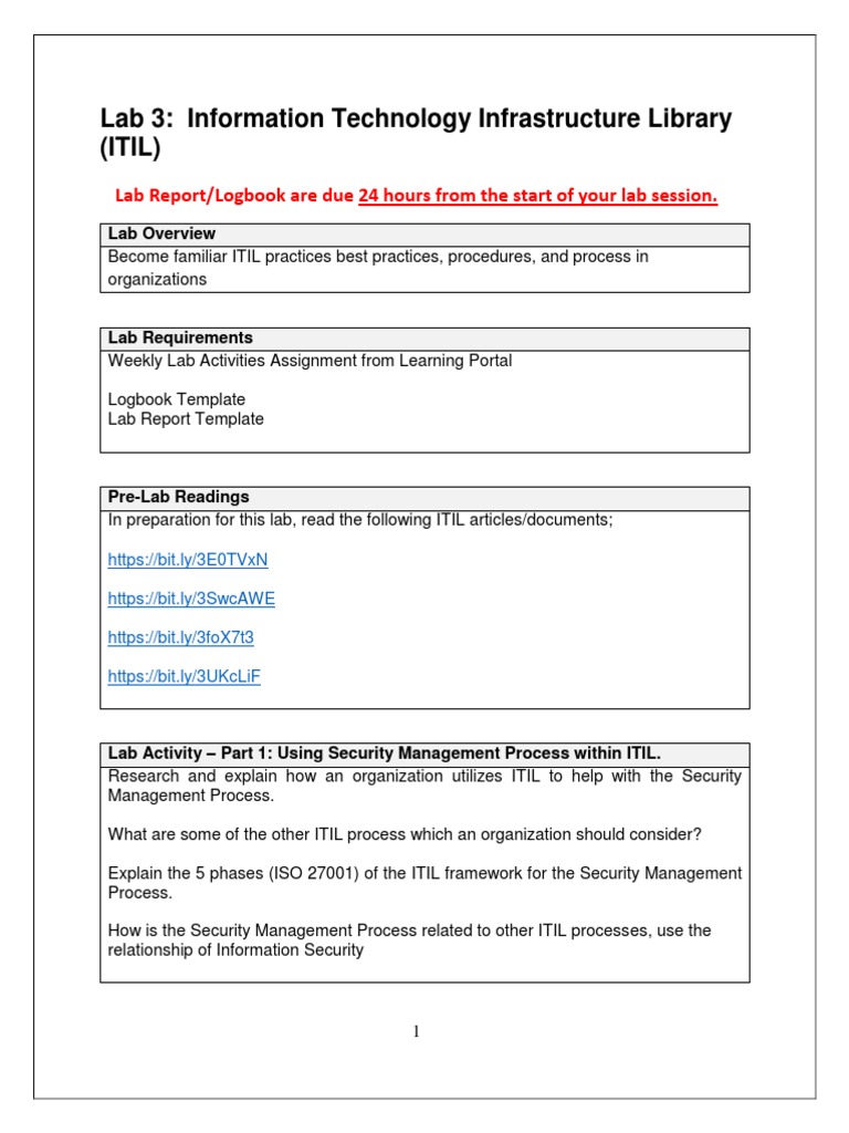 COMP-552 Lab Activity 03 - ITIL | PDF | Backup | Computing