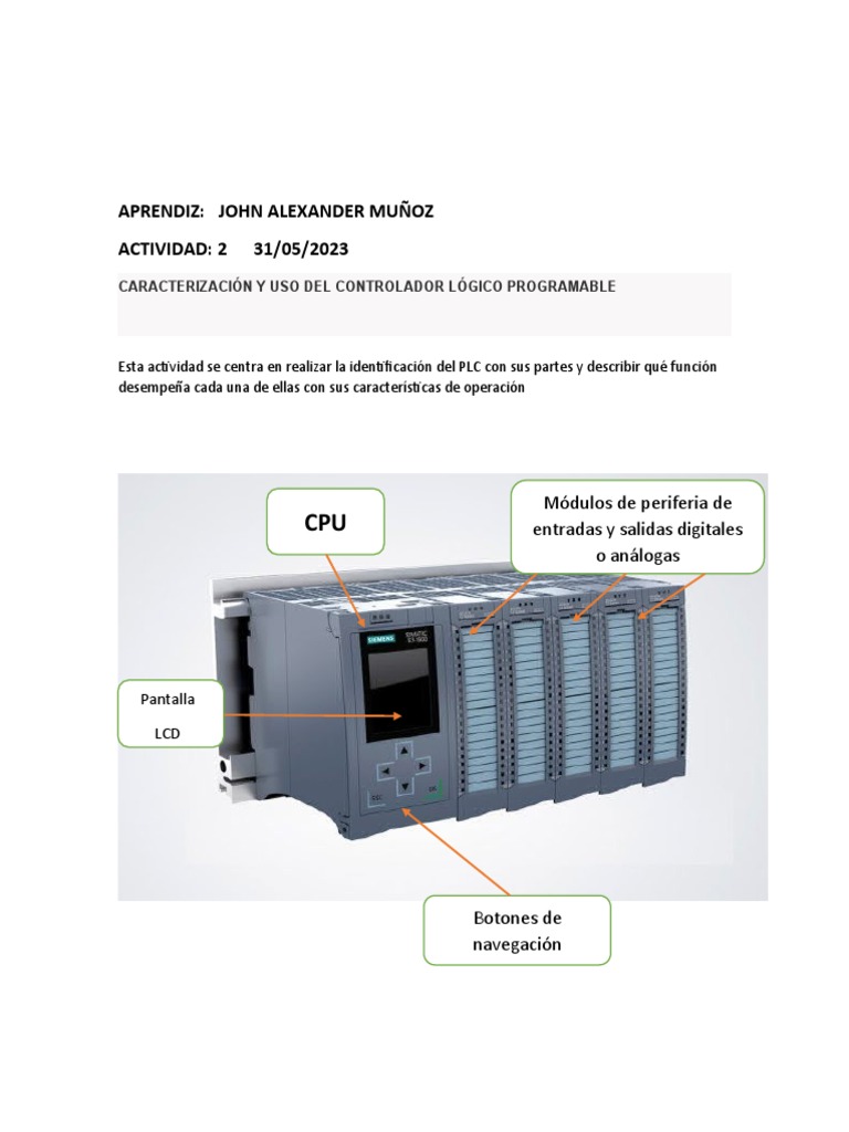 Actividad 2 PLC | PDF | Controlador lógico programable | Unidad Central ...