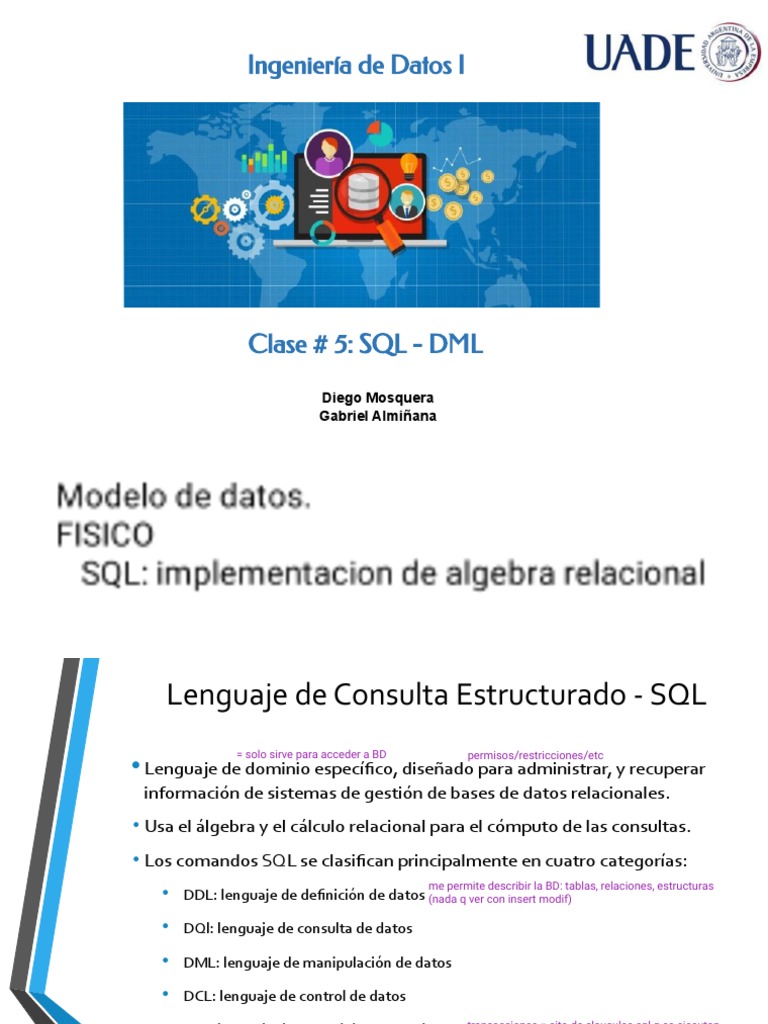 ID1 Clase 05 SQL Parte 1 | PDF | SQL | Base de datos relacional