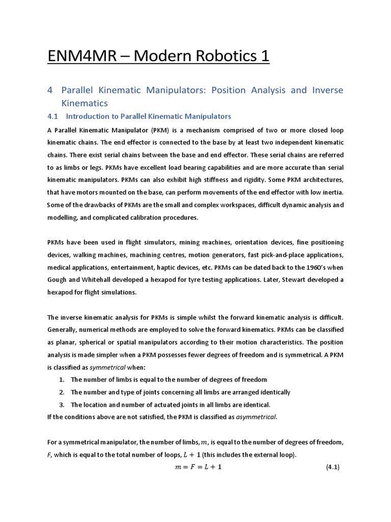 Ch 4 Kinematic Analysis Of Parallel Kinematic Manipulators Inverse And Forward Kinematics
