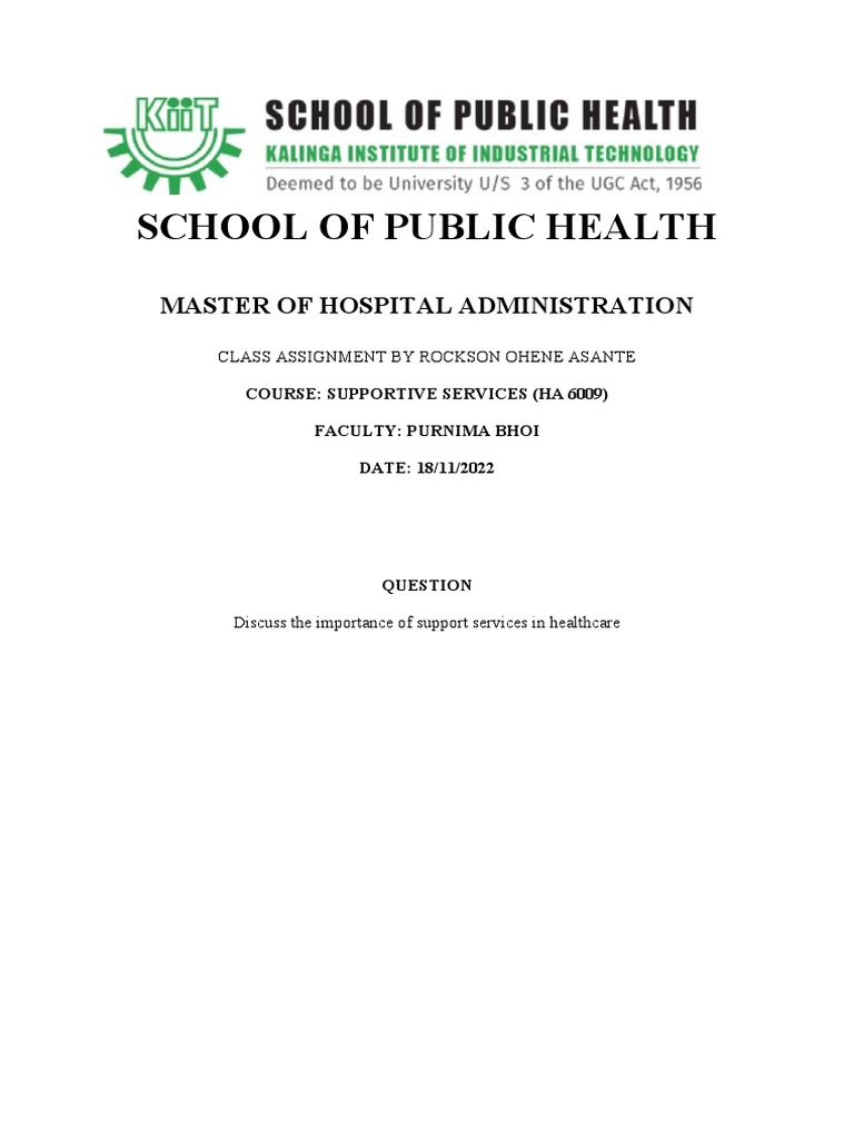 Importance Of Support Services Pdf Nursing Hospital
