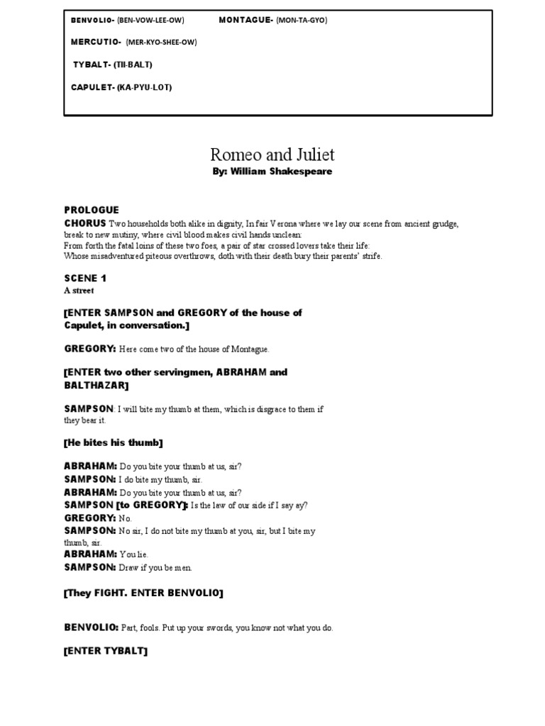 Romeo and Juliet Complete Scene | PDF | Characters In Romeo And Juliet ...