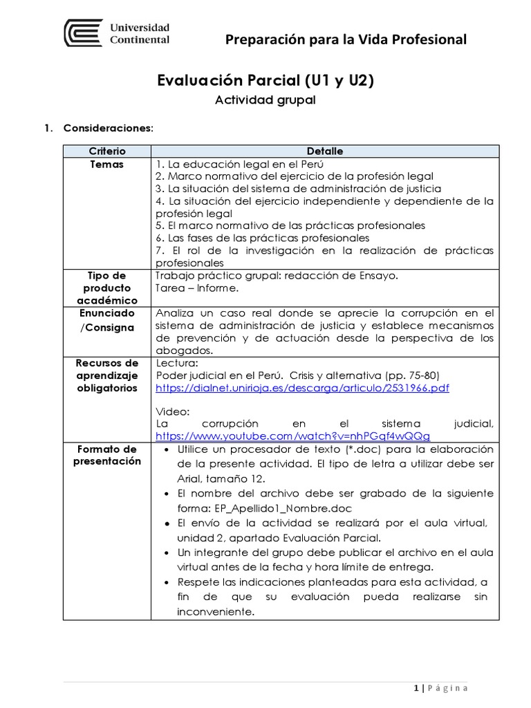 Tarea - Proyecto - Evaluación Parcial (U1 y U2) - Semipresencial y Distancia | PDF