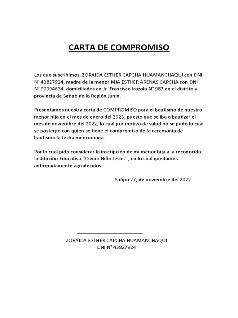 Carta de Compromiso | PDF