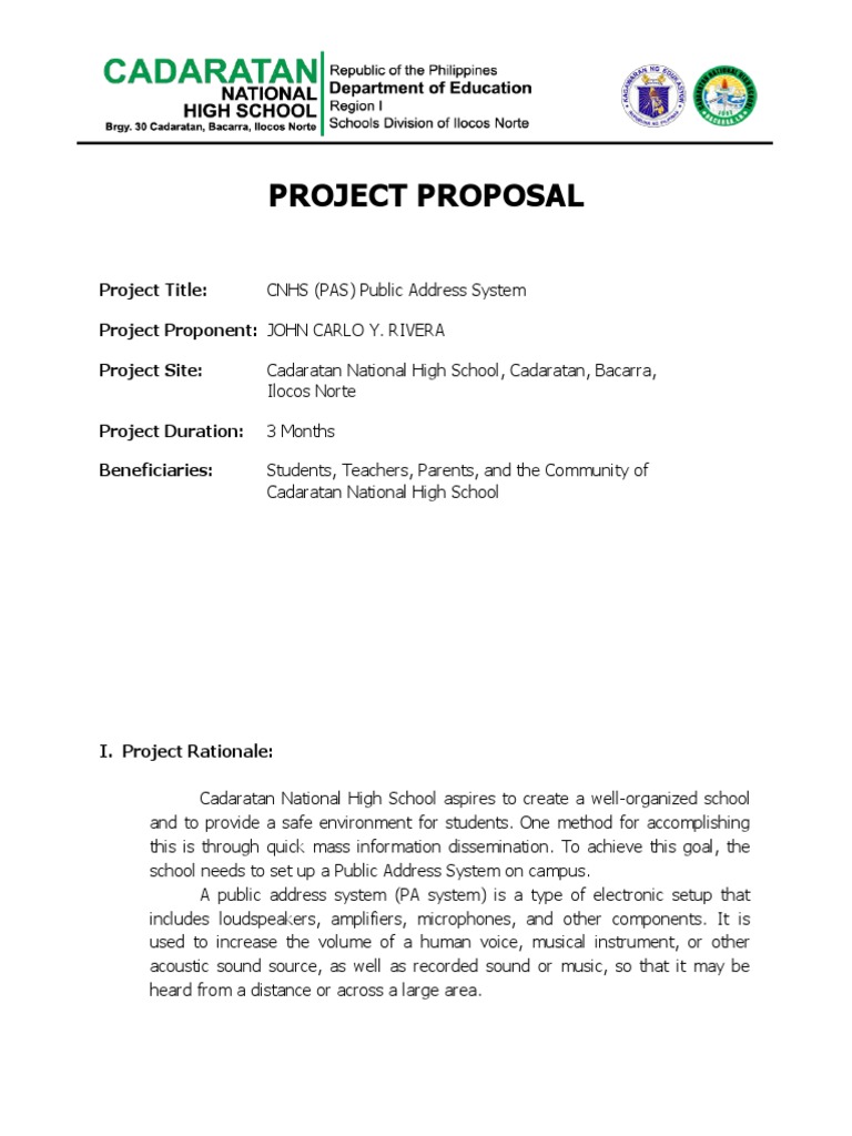 Project Proposal For Public Address System | PDF