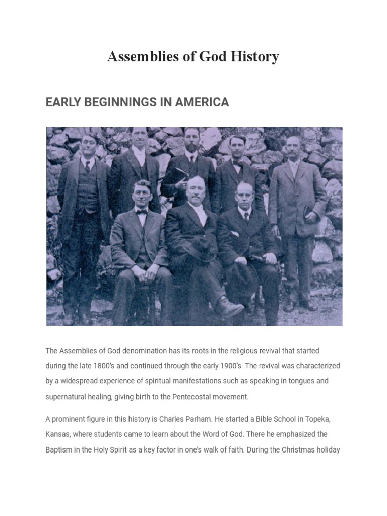 Assemblies of God History | PDF | Pentecostalism | Protestant ...