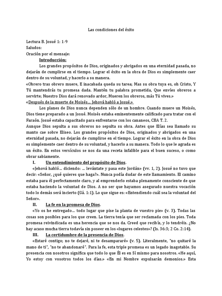 Sermón Sobre Josué | PDF | Dios | Creencia religiosa y doctrina