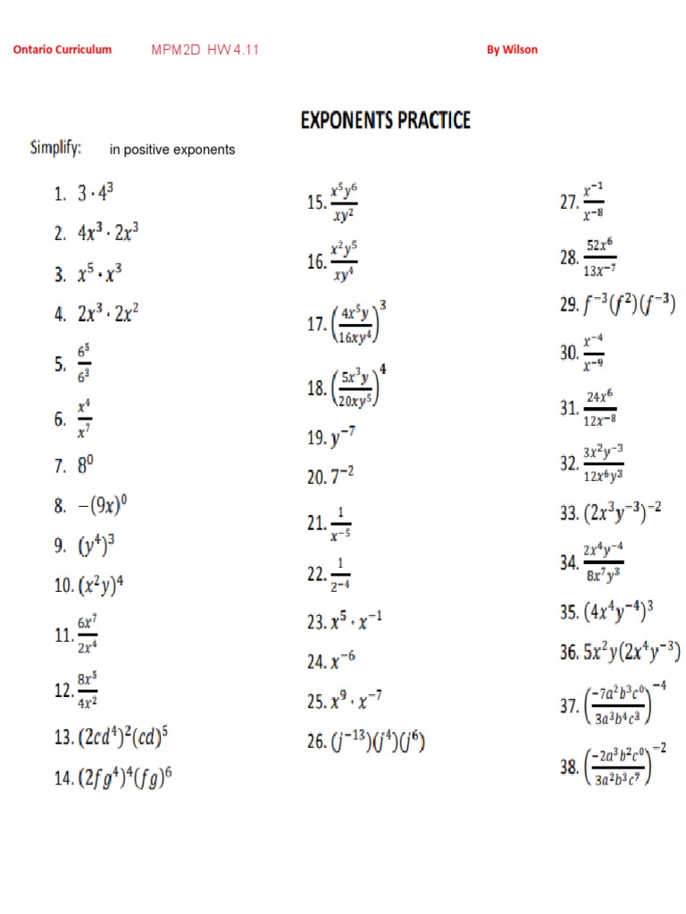 HW 4.11 Exponent Homework | PDF
