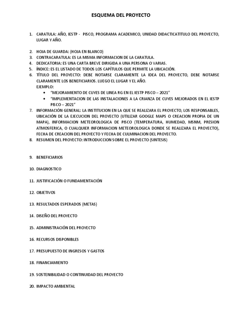 Esquema Del Proyecto | PDF