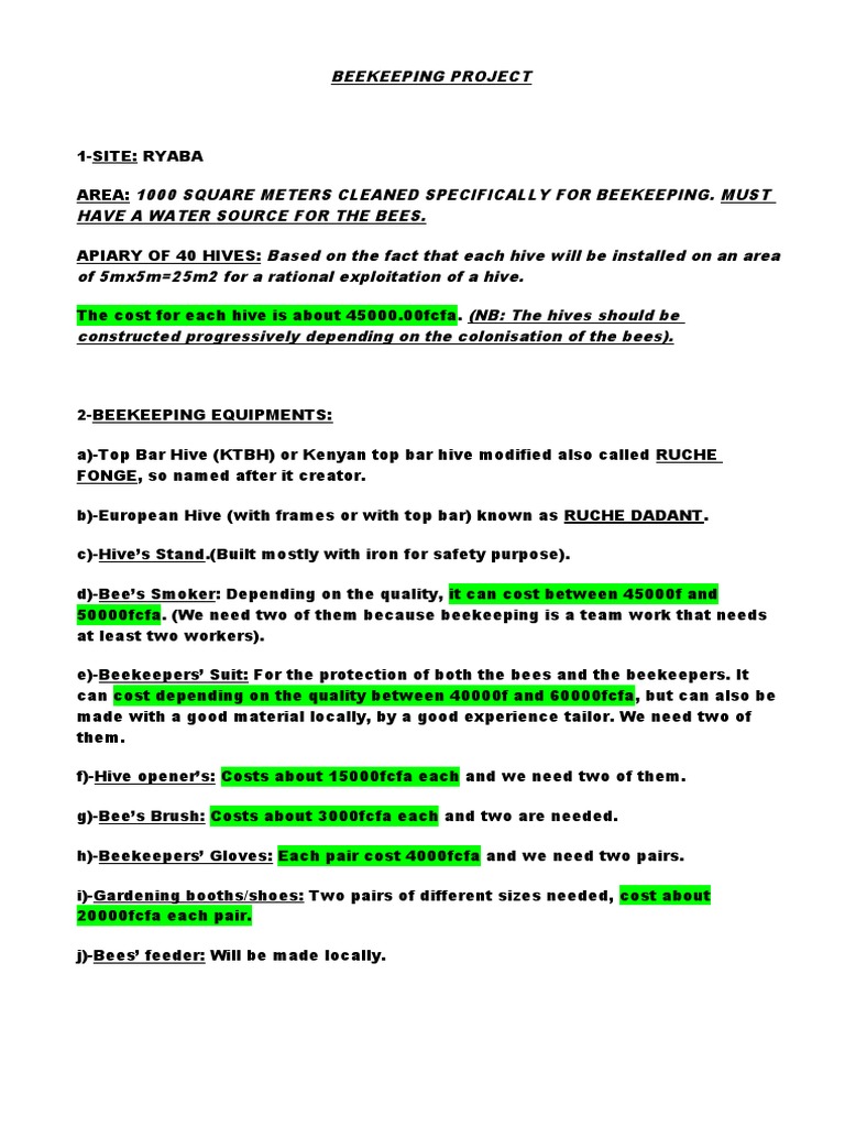 Beekeeping Project | PDF