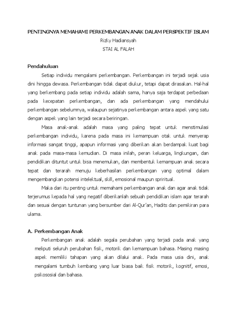 Pentingnya Memahami Perkembangan Anak Dalam Perspektif Islam | PDF