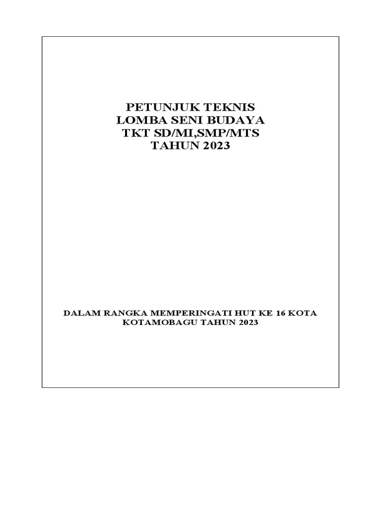 JUKNIS Lomba Seni Budaya & FLS2N 2023 | PDF