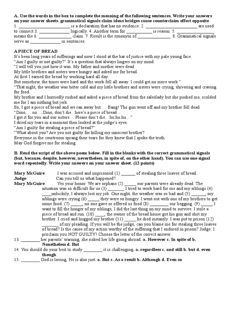 Grammatical Signals and Story Analysis | PDF