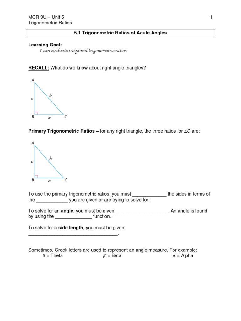 Grade 11 Functions Unit 5 Student Notes | PDF | Trigonometric Functions ...