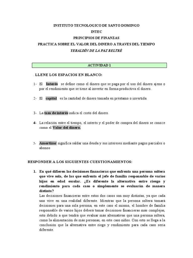 Valor del Dinero y Decisiones Financieras | PDF | Interés | Dinero