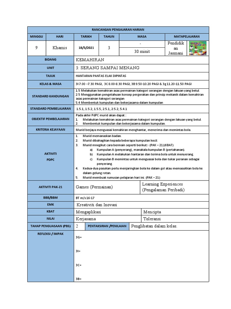 RPH PJ Tahun 3 | PDF