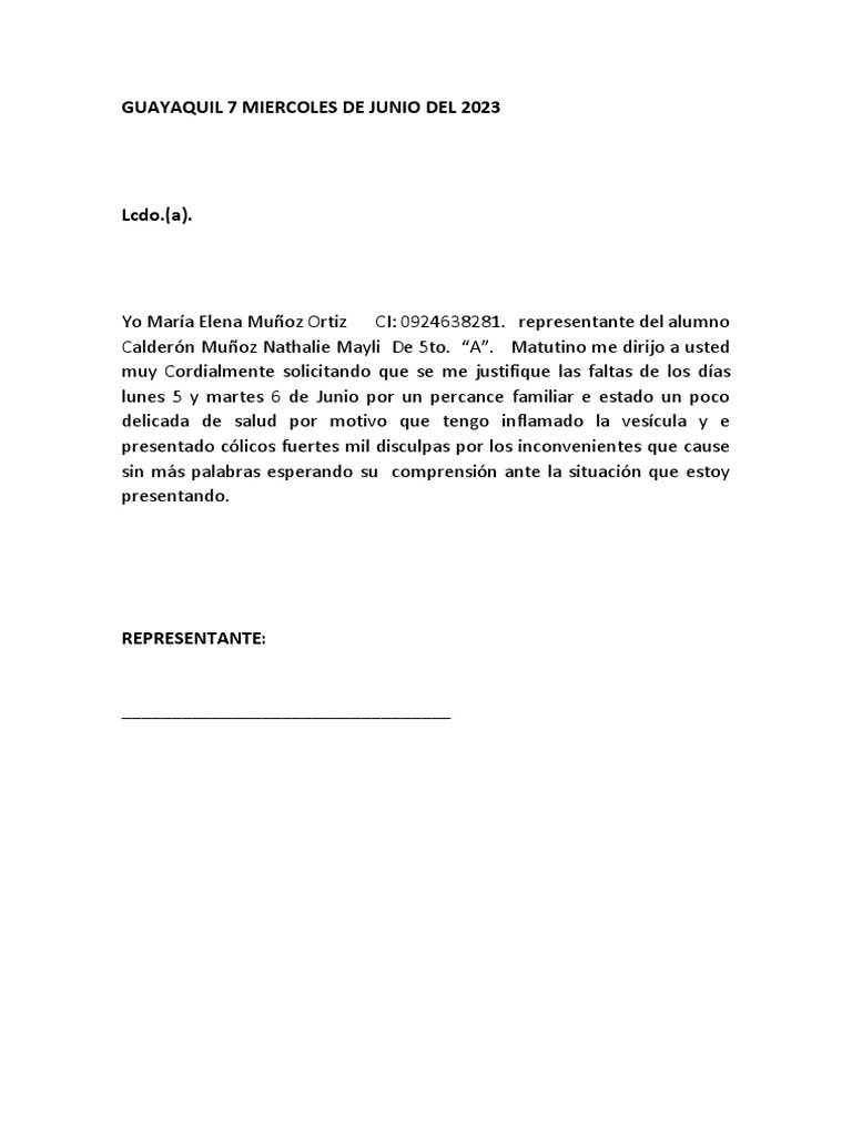 Modelo de Carta para Justificar Faltas en La Universidad | PDF