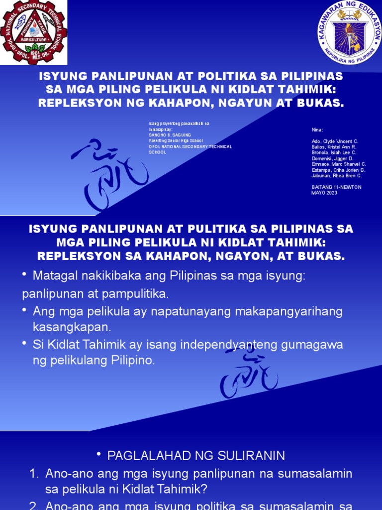 Isyung Panlipunan at Politika Sa Pilipinas Sa Mga Piling Pelikula Ni ...