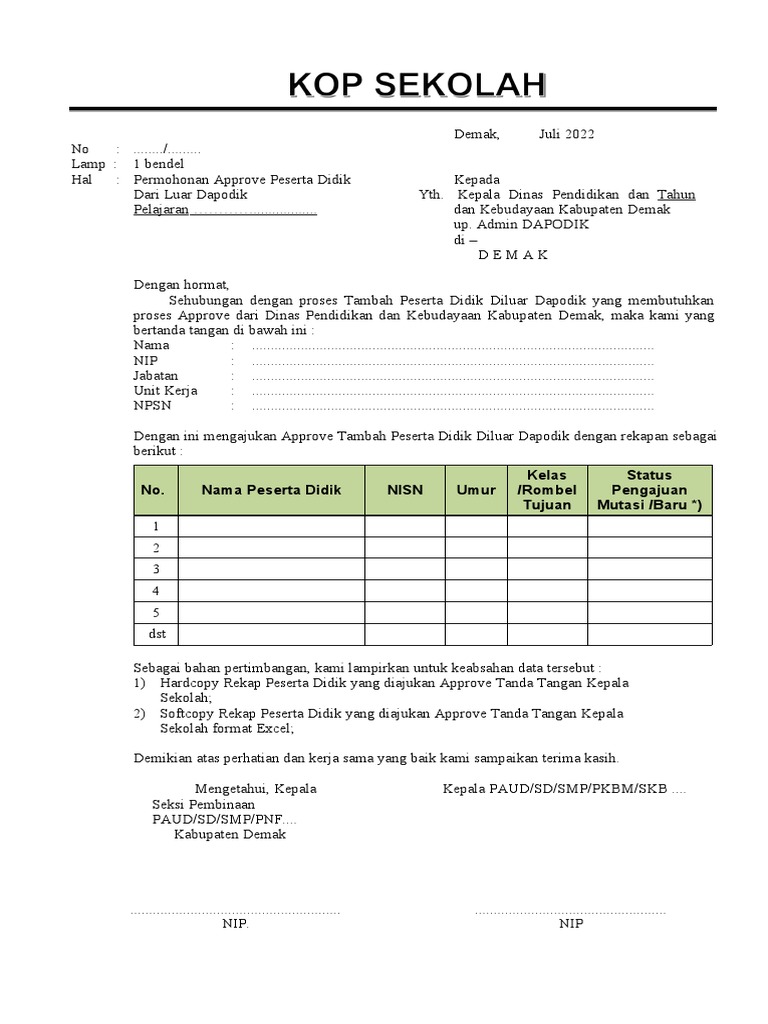 Surat Permohonan Approve Tambah PD 2022 | PDF Surat Permohonan Approve Tambah PD 2022 | PDF