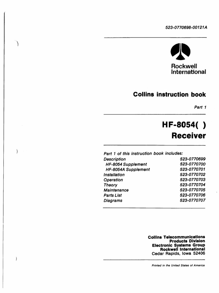 Collins HF-8054 A Serv User | PDF