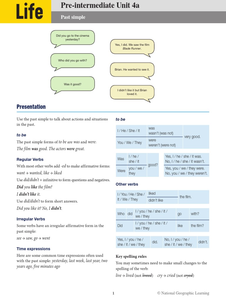 Past Simple Grammar Guide | PDF