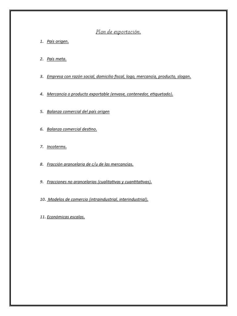 Plan De Exportación Pdf