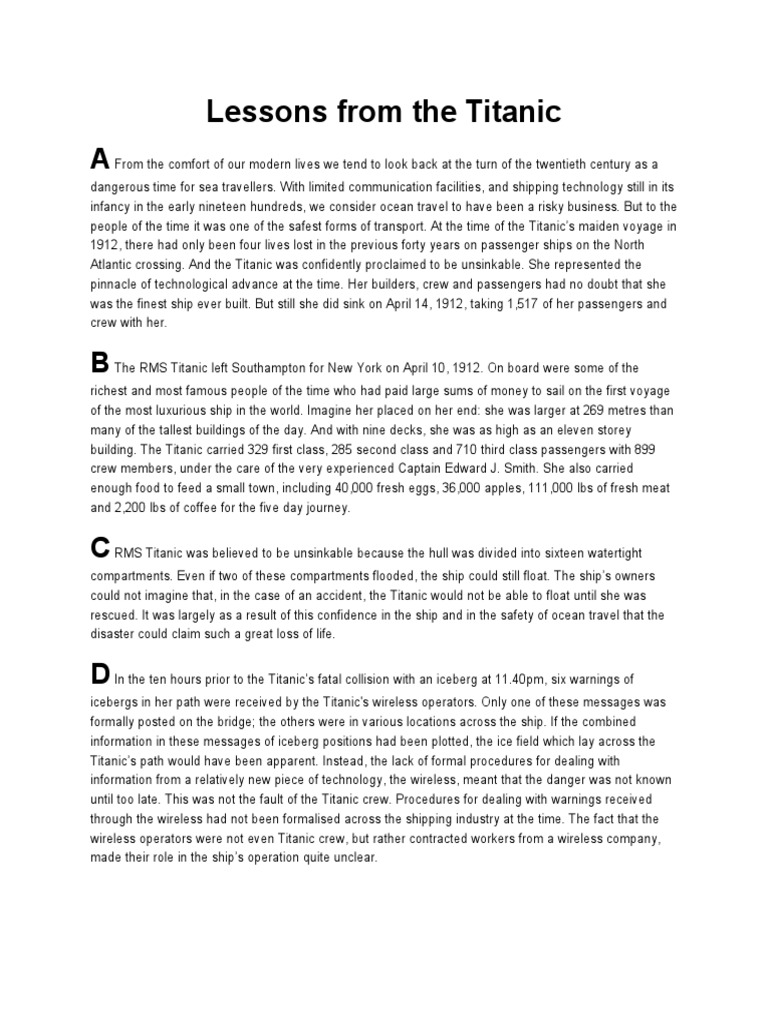 Titanic's Lessons on Safety | PDF | Ships | Water Transport