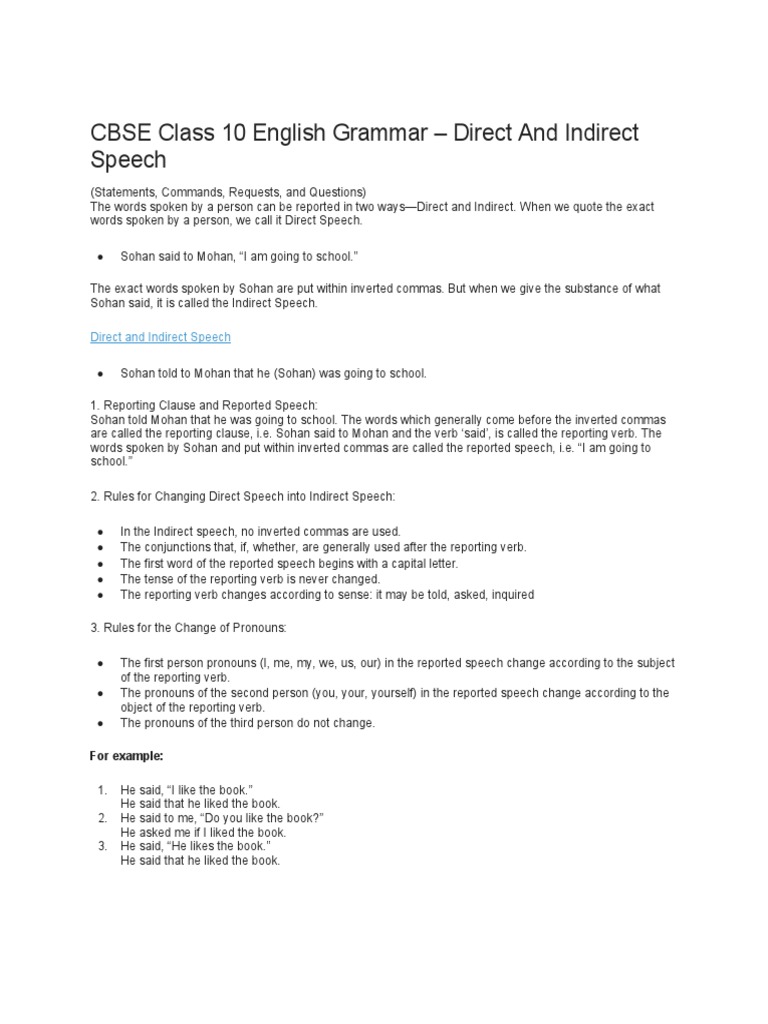 Reported Speech Pdf Question Sentence Linguistics