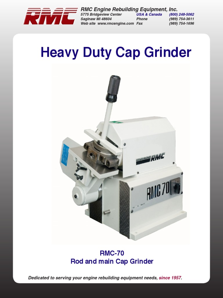 RMC - 70 Heavy Duty Cap Grinder | PDF | Grinding (Abrasive Cutting ...