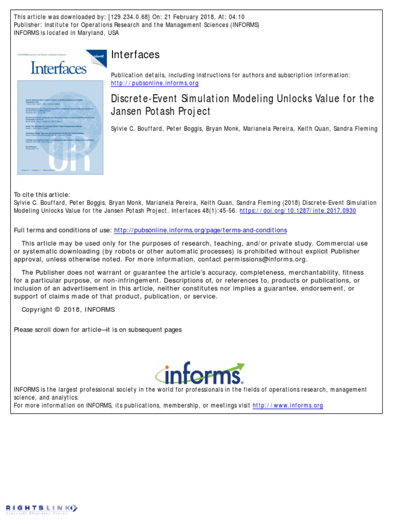 Discrete - Event Simulation Modeling Unlocks Value For The Jansen Potash Project 2018 | PDF ...