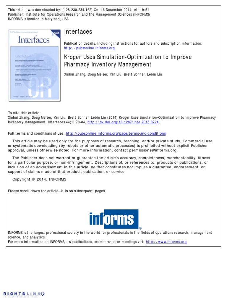 Kroger Uses Simulation - Optimization to Improve Pharmacy Inventory ...