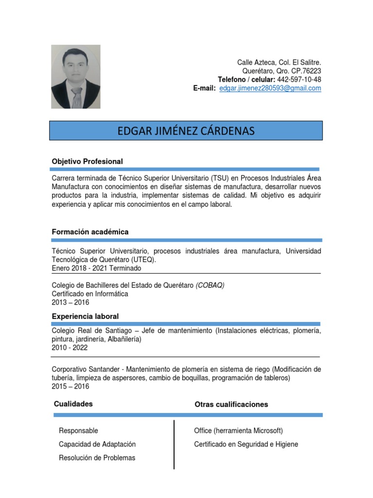 CV Edgar Jiménez Cárdenas | PDF