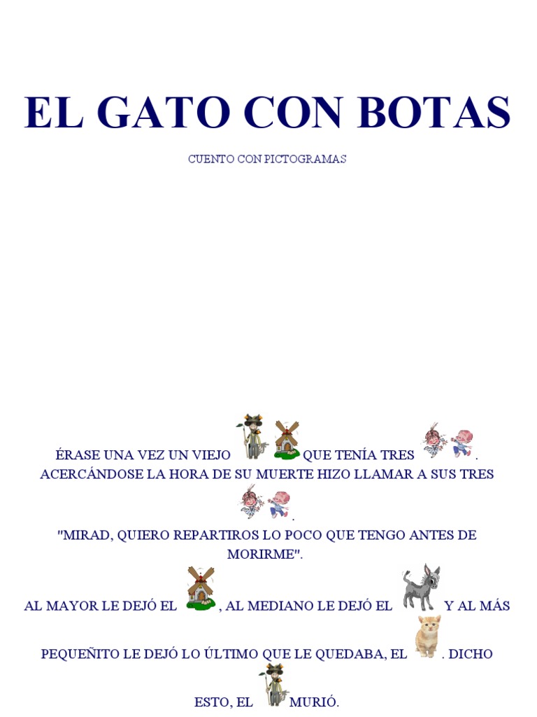 El Gato Con Botas Con Pictogramas | PDF