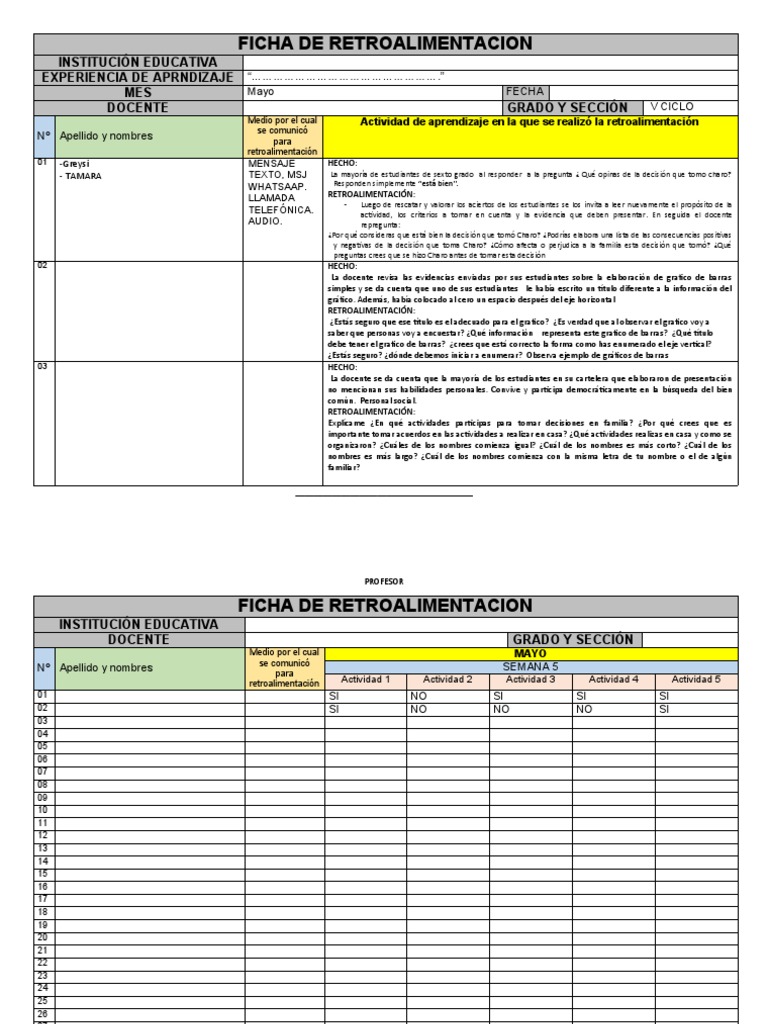Ficha de Retroalimentacion 1 | PDF