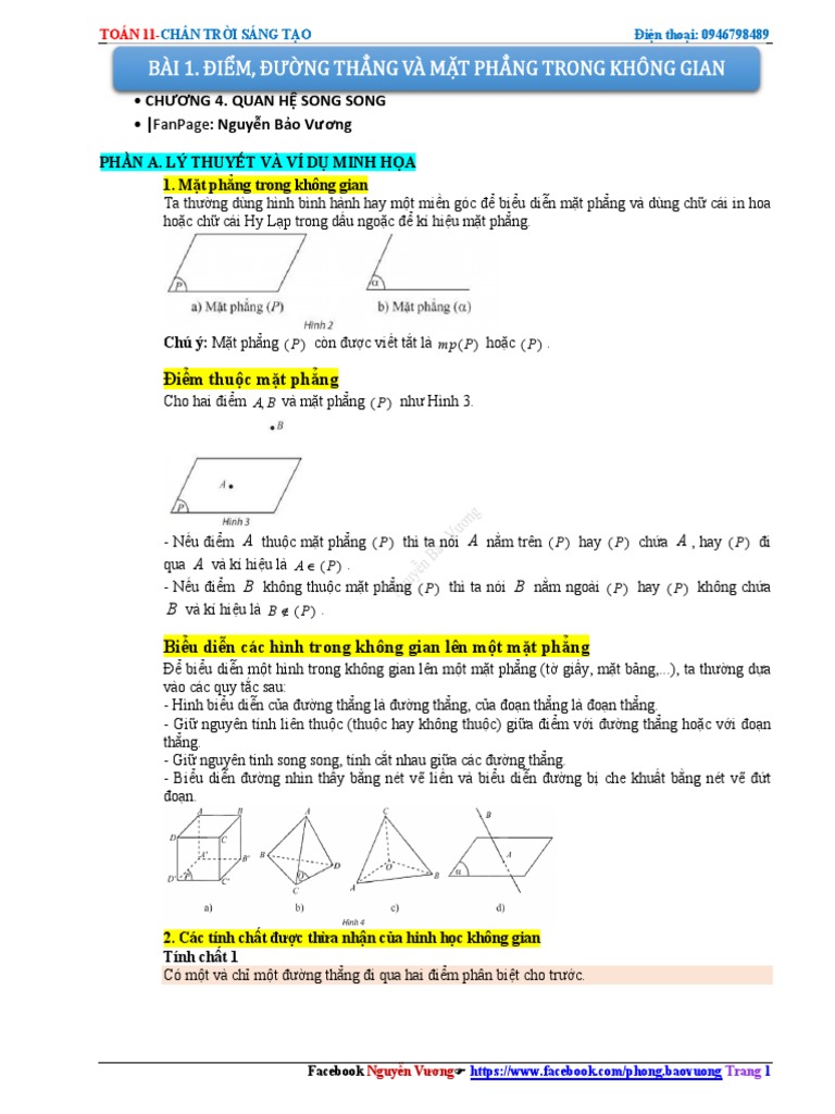 Bai 1 Diem Duong Thang Va Mat Phang Trong Khong Gian CH | PDF