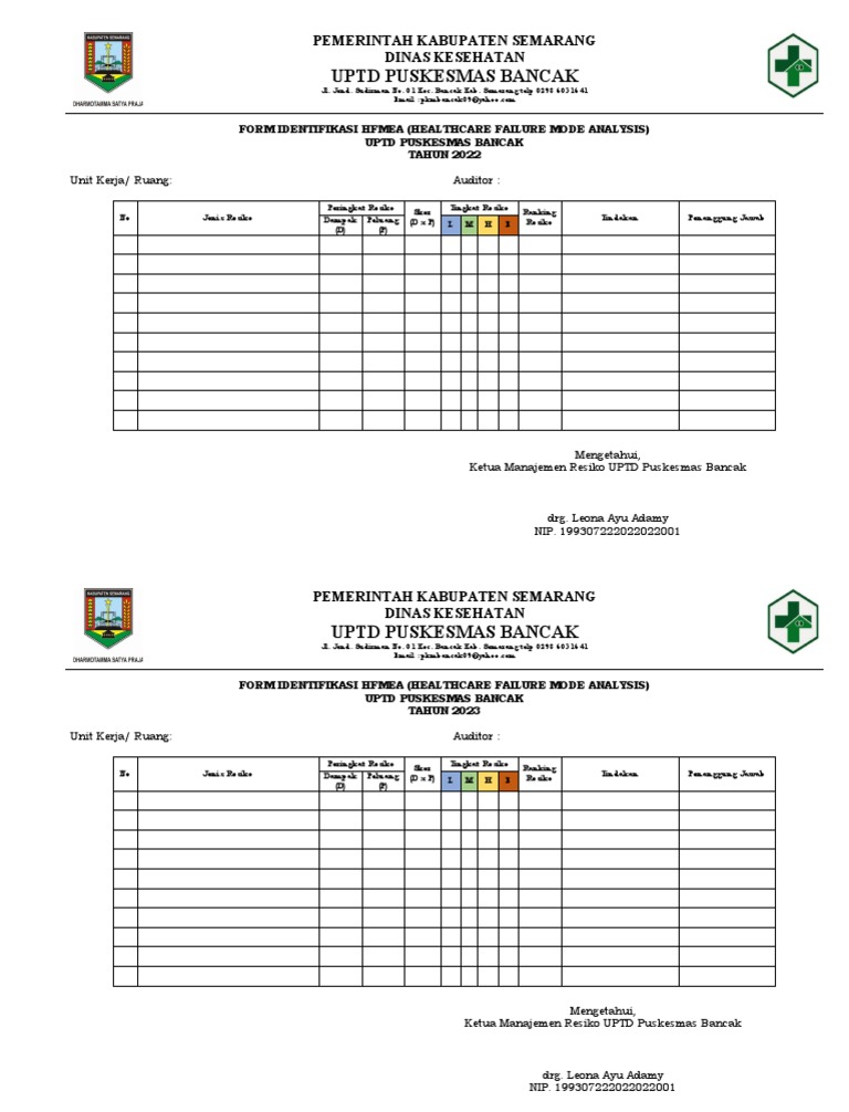 Form Identifikasi HFMEA | PDF